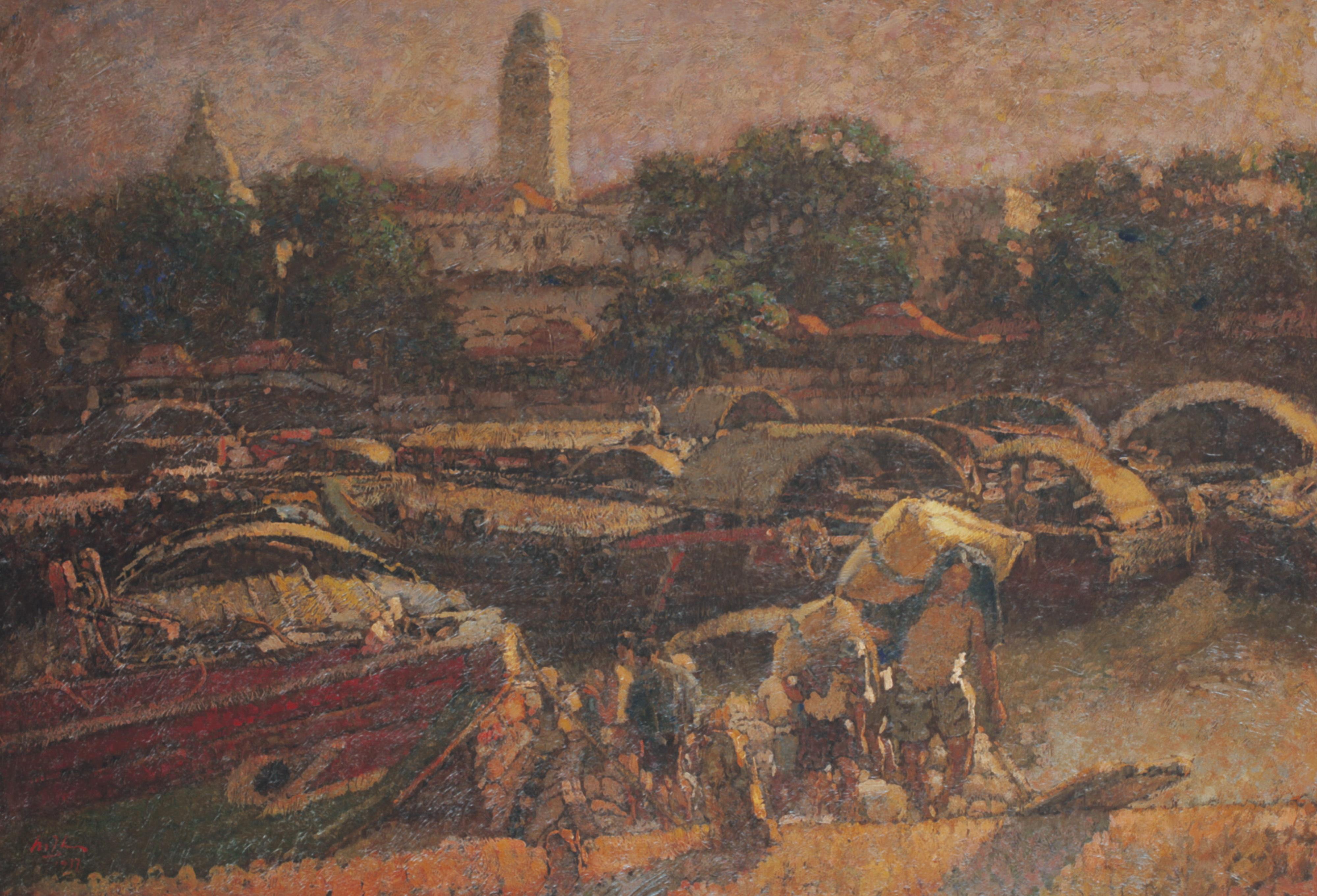 Unloading Rice (Boat Quay) by Lee Man Fong | Art.Salon