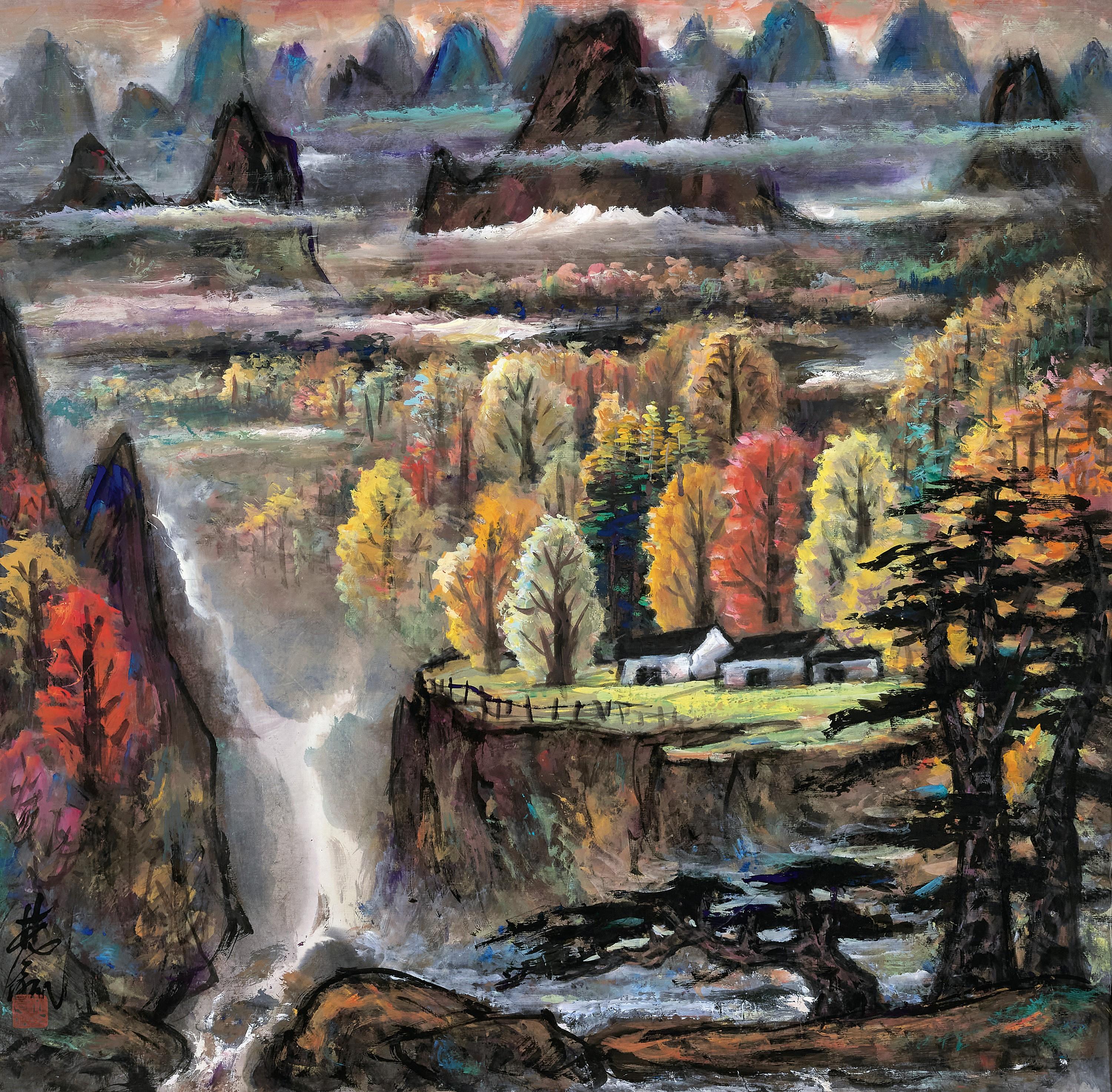 Heavenly Scenery(Painted approximately in the late 1970s) by Lin ...