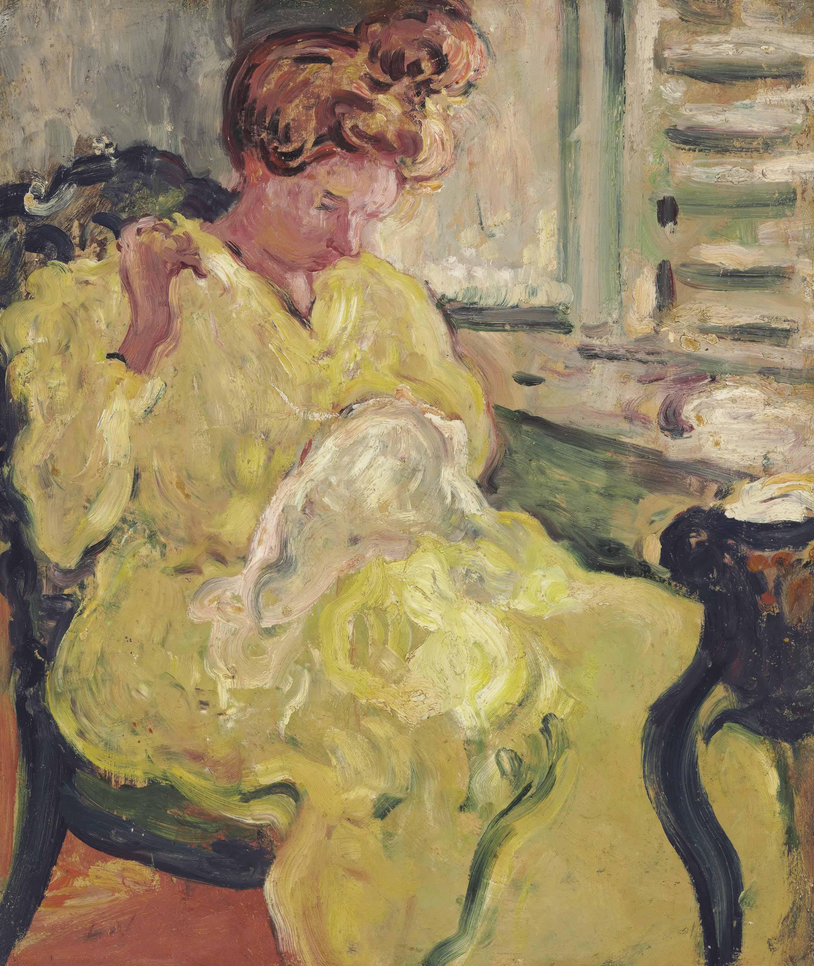 Jeune femme brodant by Louis Valtat | Art.Salon