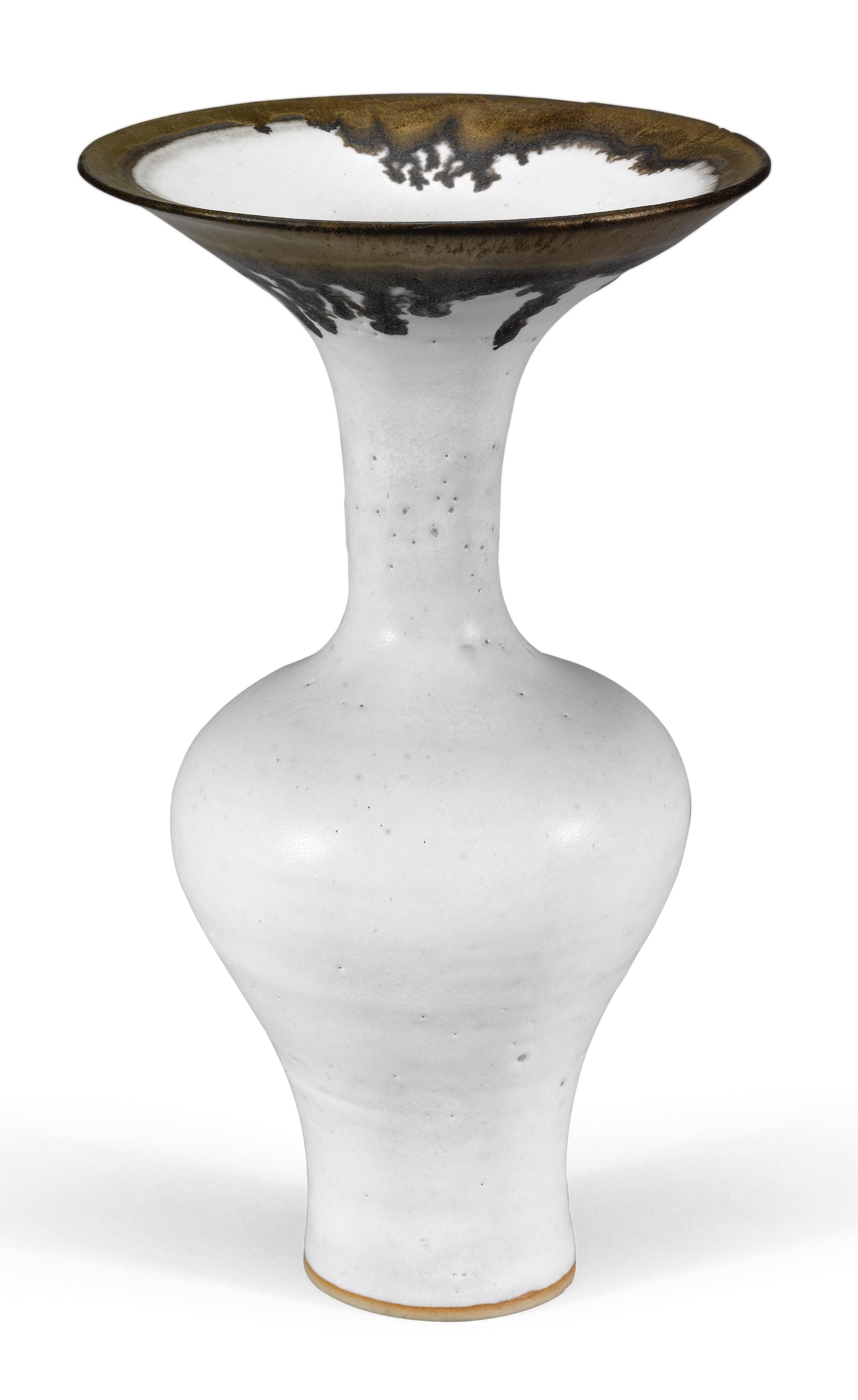 A Tall White Bottle-Vase With Flaring Rim by Lucie Rie | Art.Salon