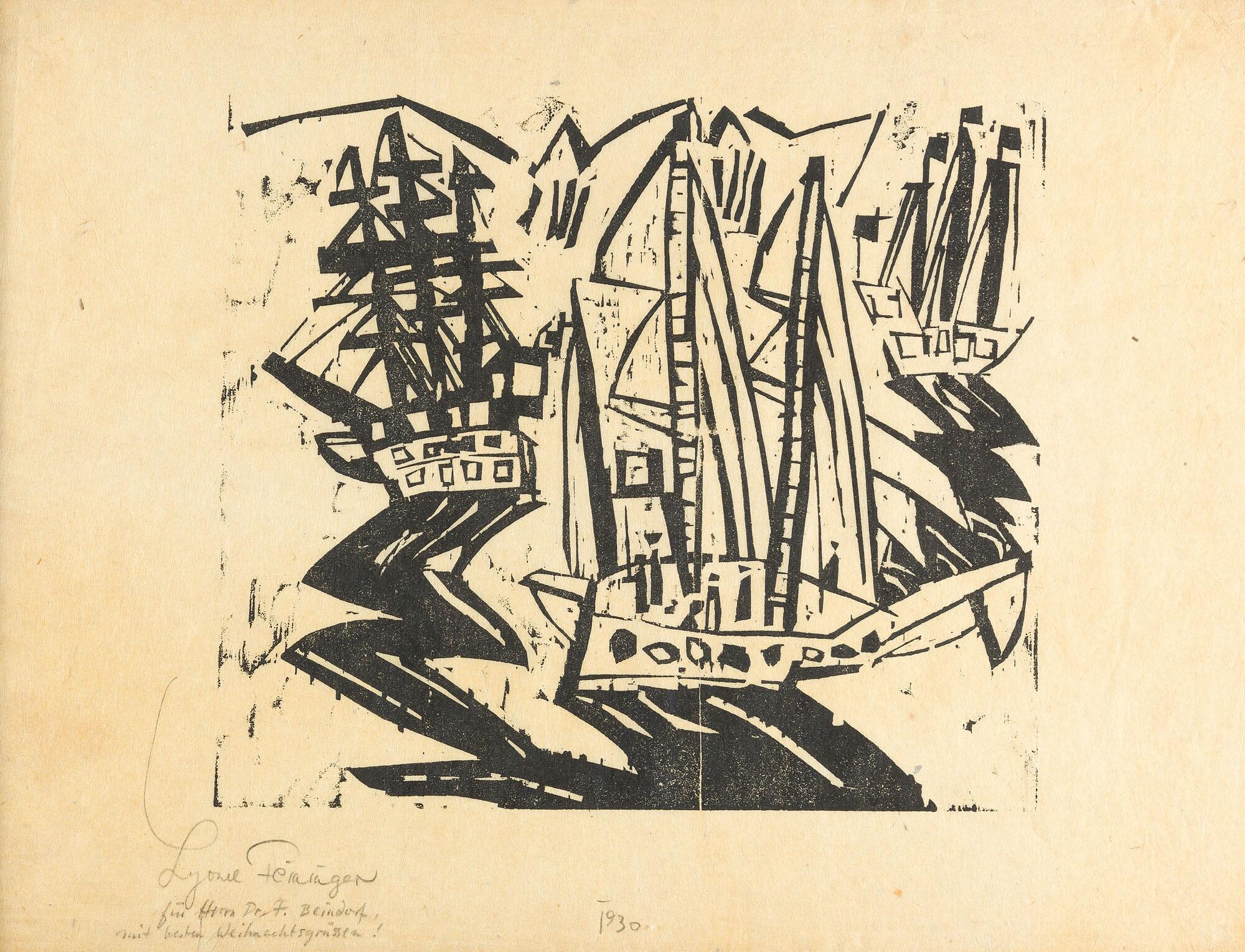 Schiffe (drei Segelschiffe). by Lyonel Feininger | Art.Salon