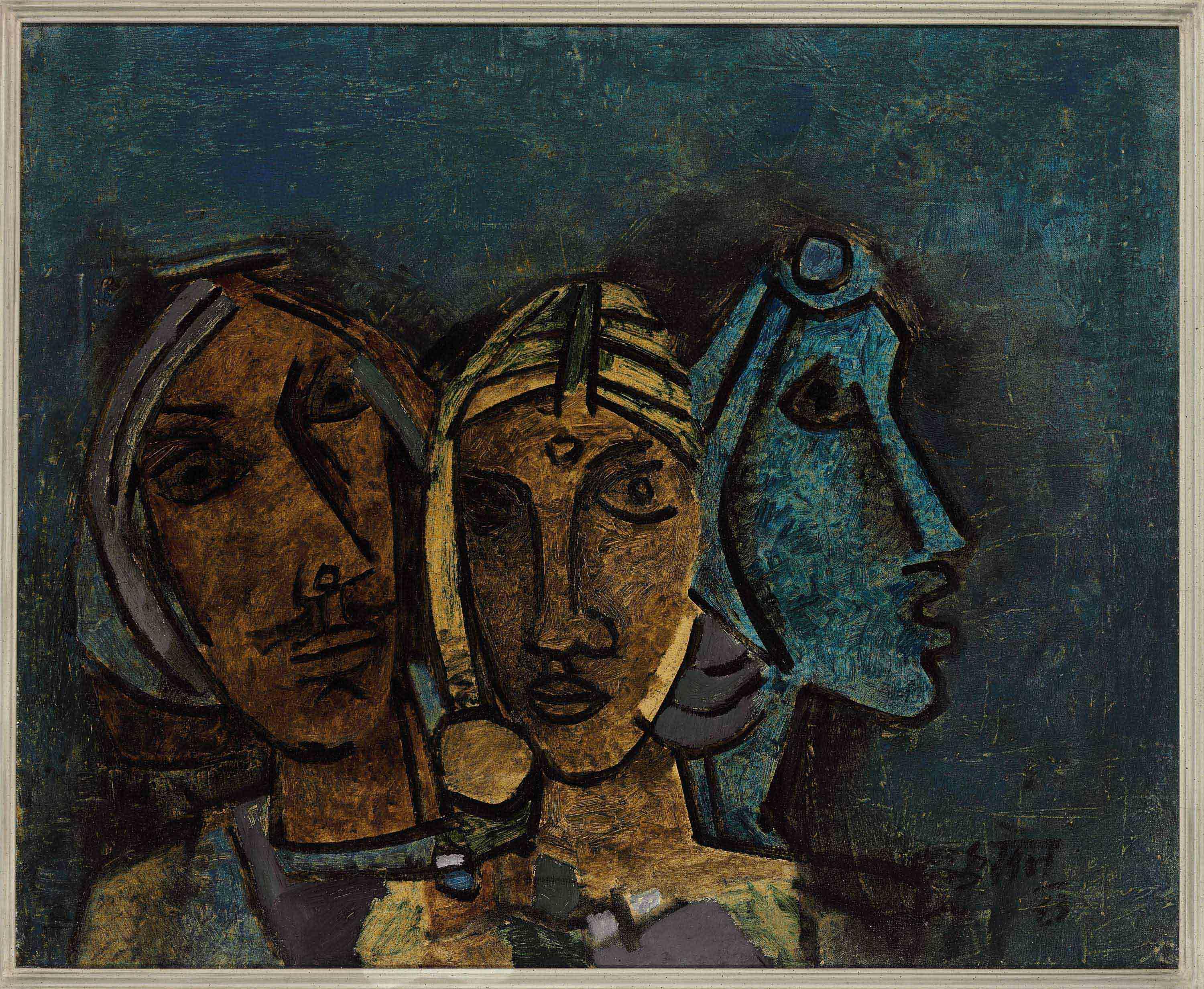 Untitled (Three Heads - Rajasthan) by Maqbool Fida Husain | Art.Salon
