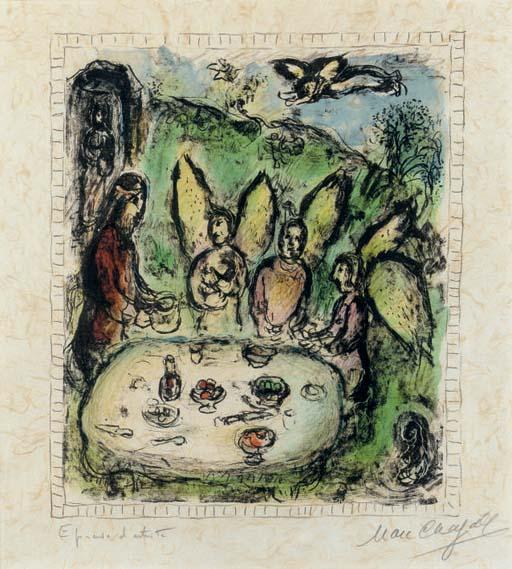 Abraham and the Three Angels (M. 948) by Marc Chagall | Art.Salon