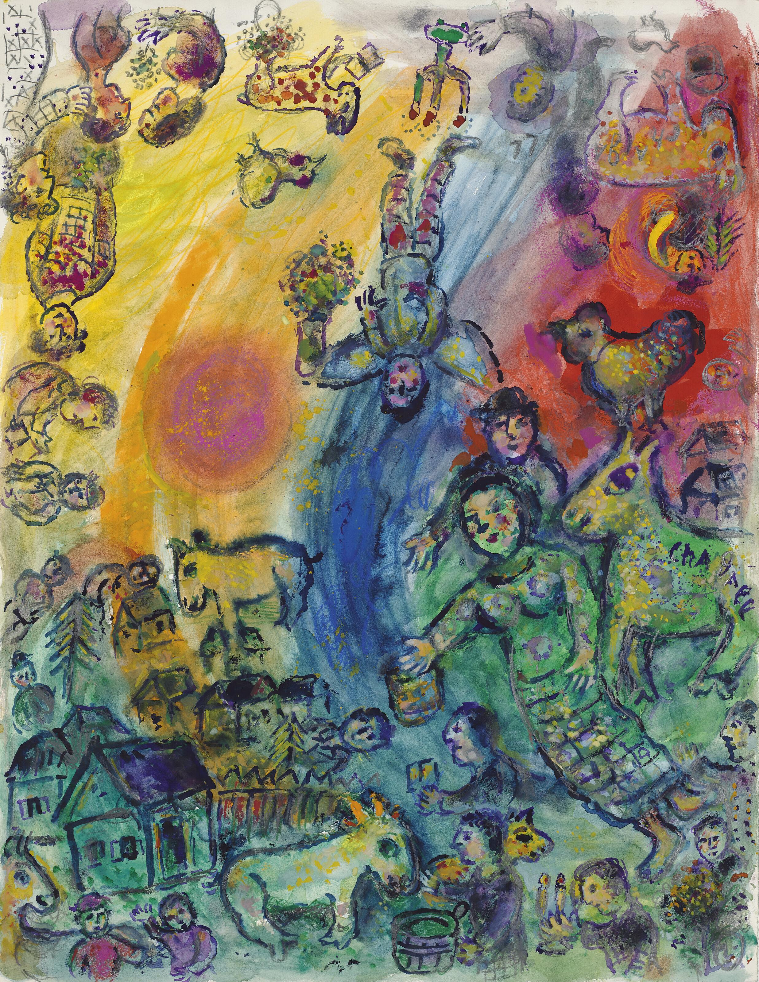 Fête autour de l'arc en ciel by Marc Chagall | Art.Salon