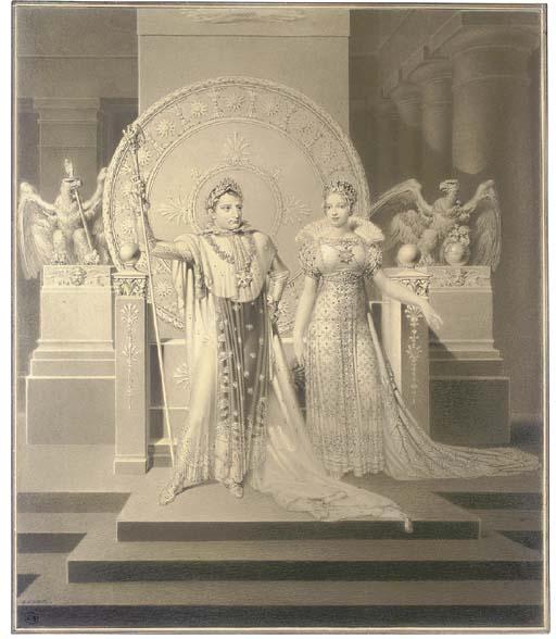 The Emperor Napoleon And The Empress Marie-Louise Standing Before An ...