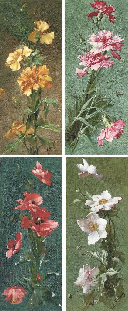 Poppies; Chrysanthemums; Japanese Anenomes; And Carnations by Otto ...