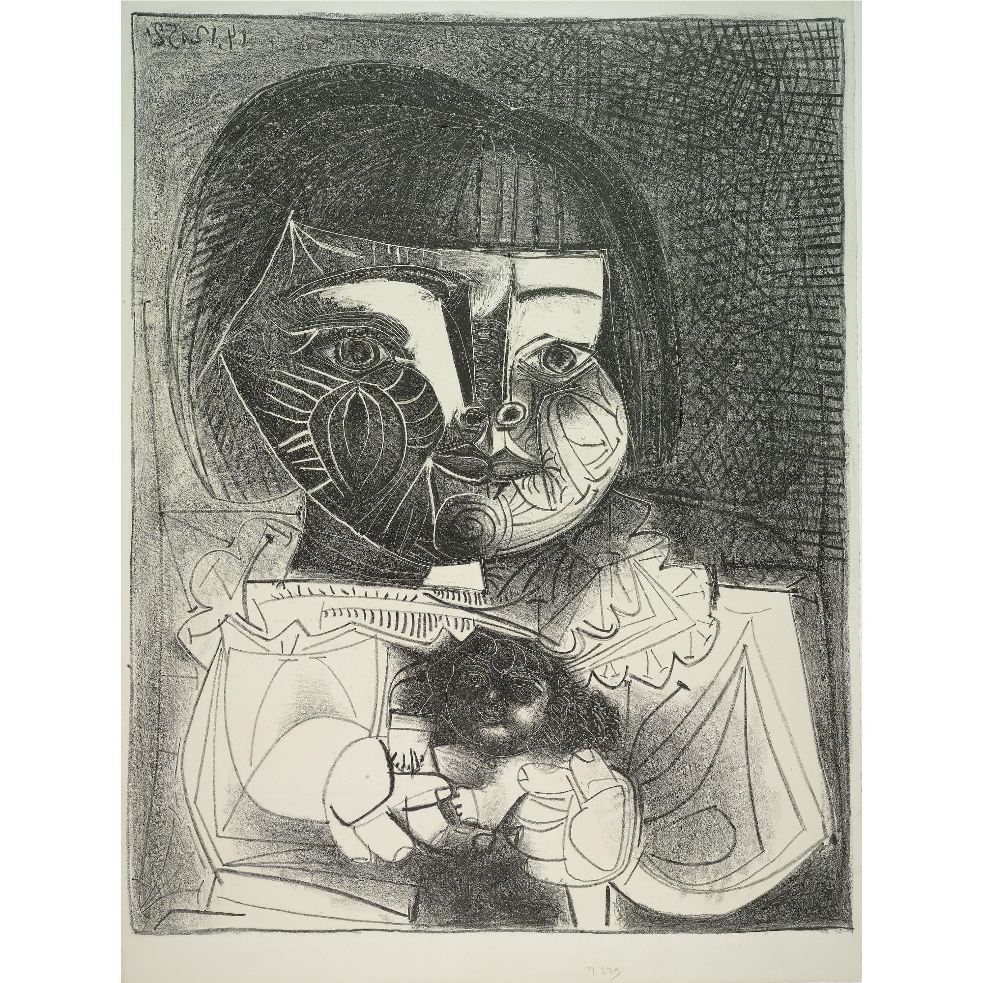 Paloma And Her Doll, Black Background (B. 727; M. 229) by Pablo Picasso ...