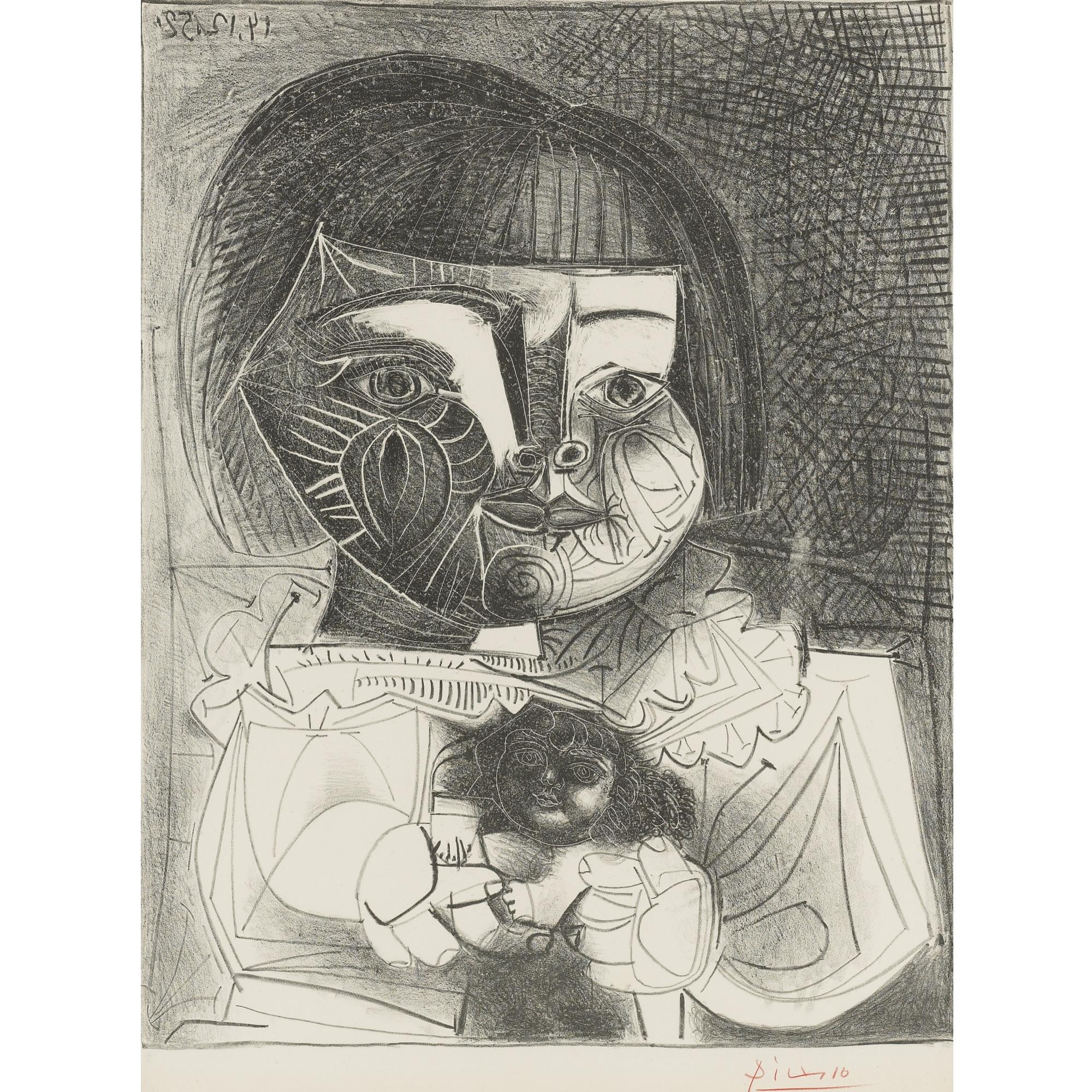 Paloma Et Sa Poupée Sur Fond Noir (B. 727; M. 229) by Pablo Picasso ...