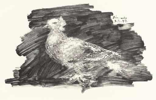 Pigeon on Grey Background (M. 64; B. 418) by Pablo Picasso | Art.Salon