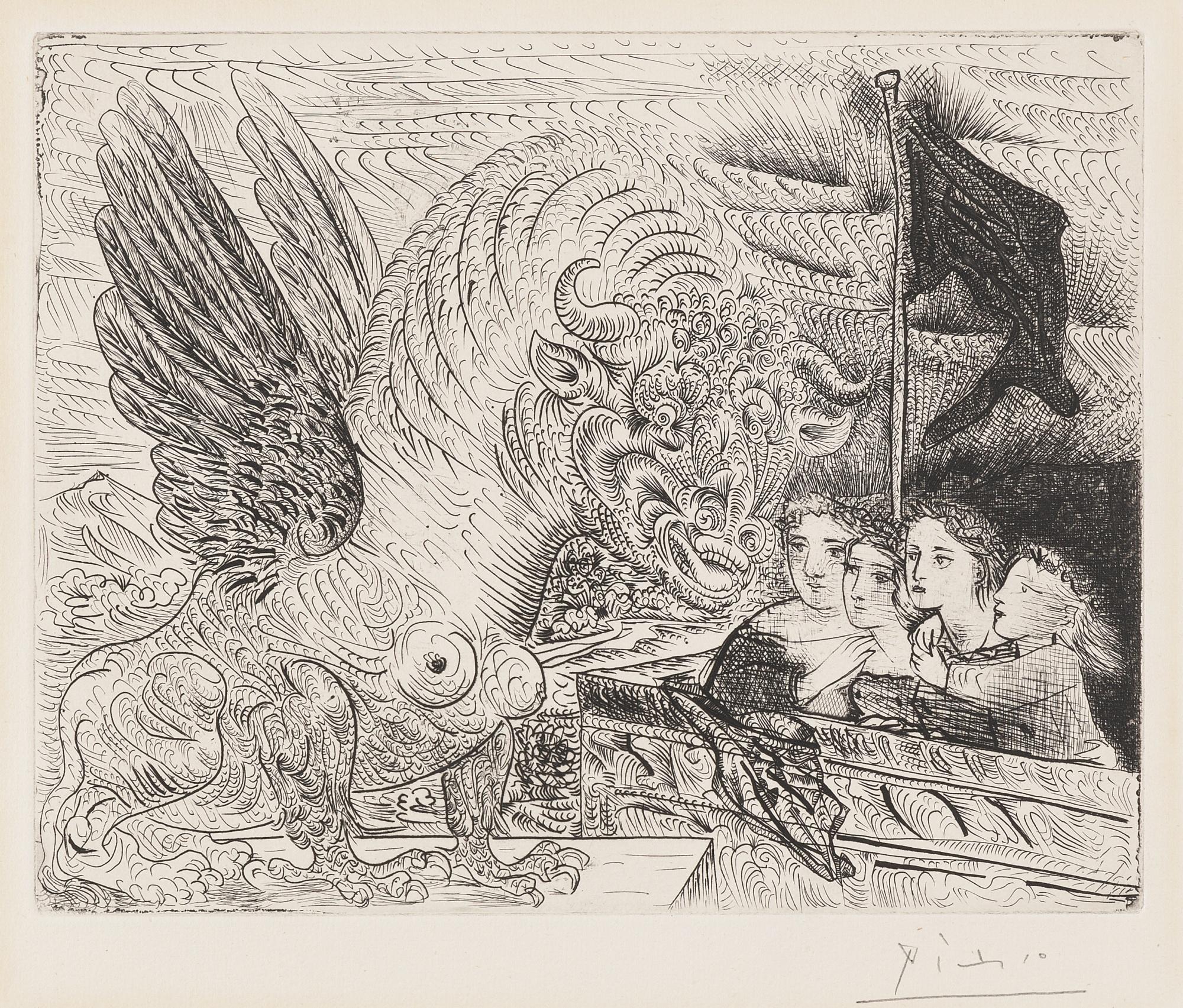 Taureau Ailé Contemplé Par Quatre Enfants (B. 229; Ba. 444) by Pablo ...