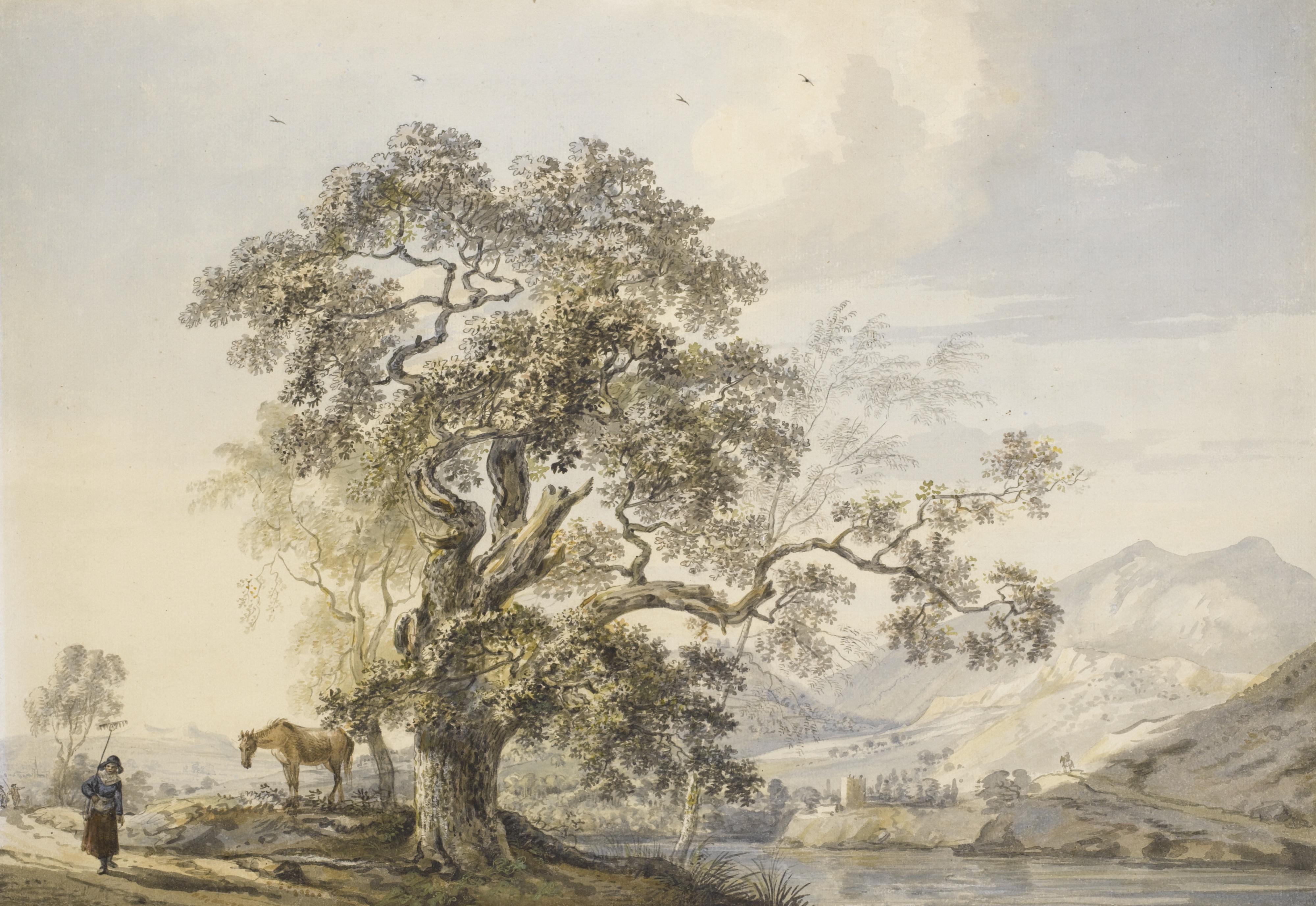 Figures And A Horse In A River Landscape by Paul Sandby R.A. | Art.Salon