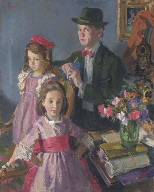 Self-portrait with daughters; and Carola Wyeth and toys by Paul Wyeth ...