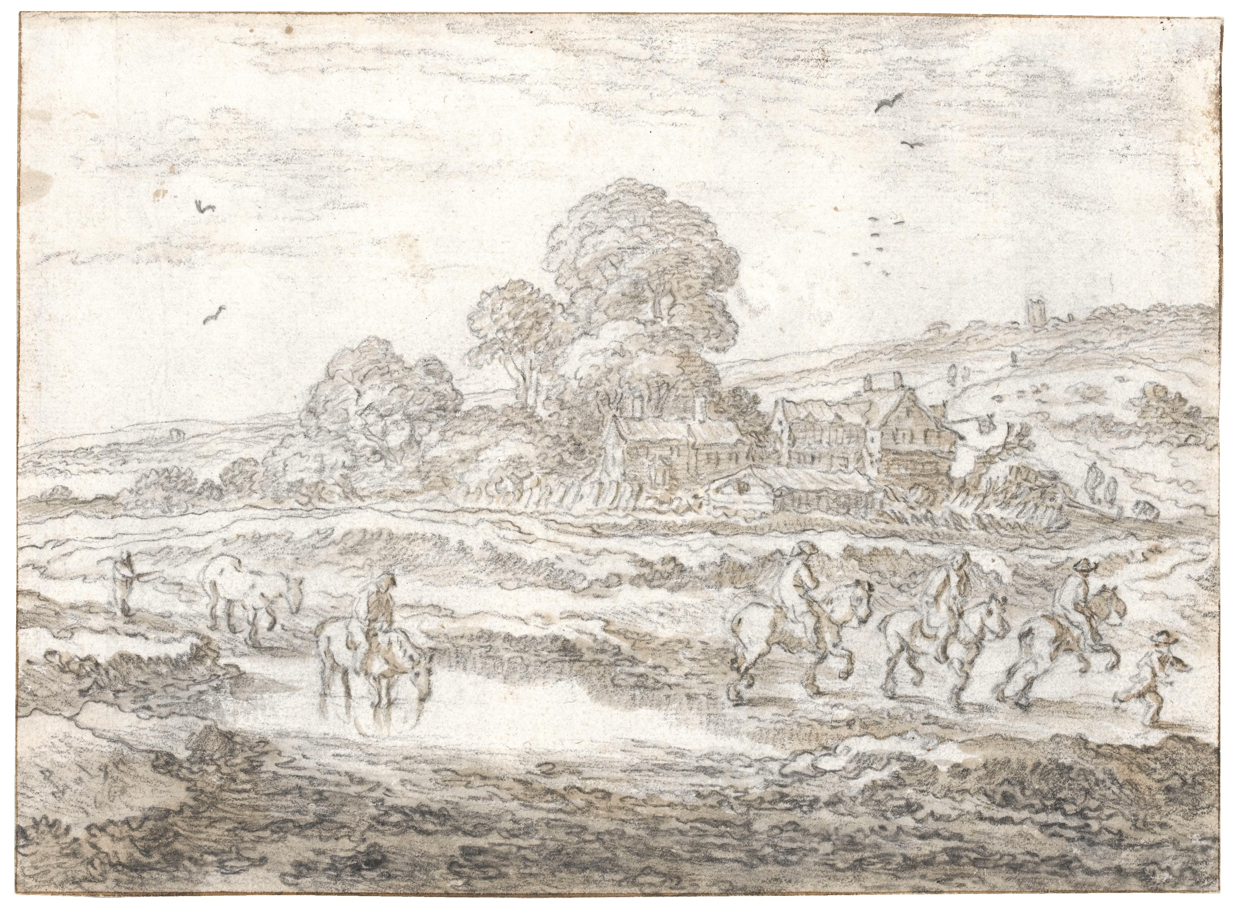 Landscape With Horsemen Near A Pool by Pieter Molijn | Art.Salon