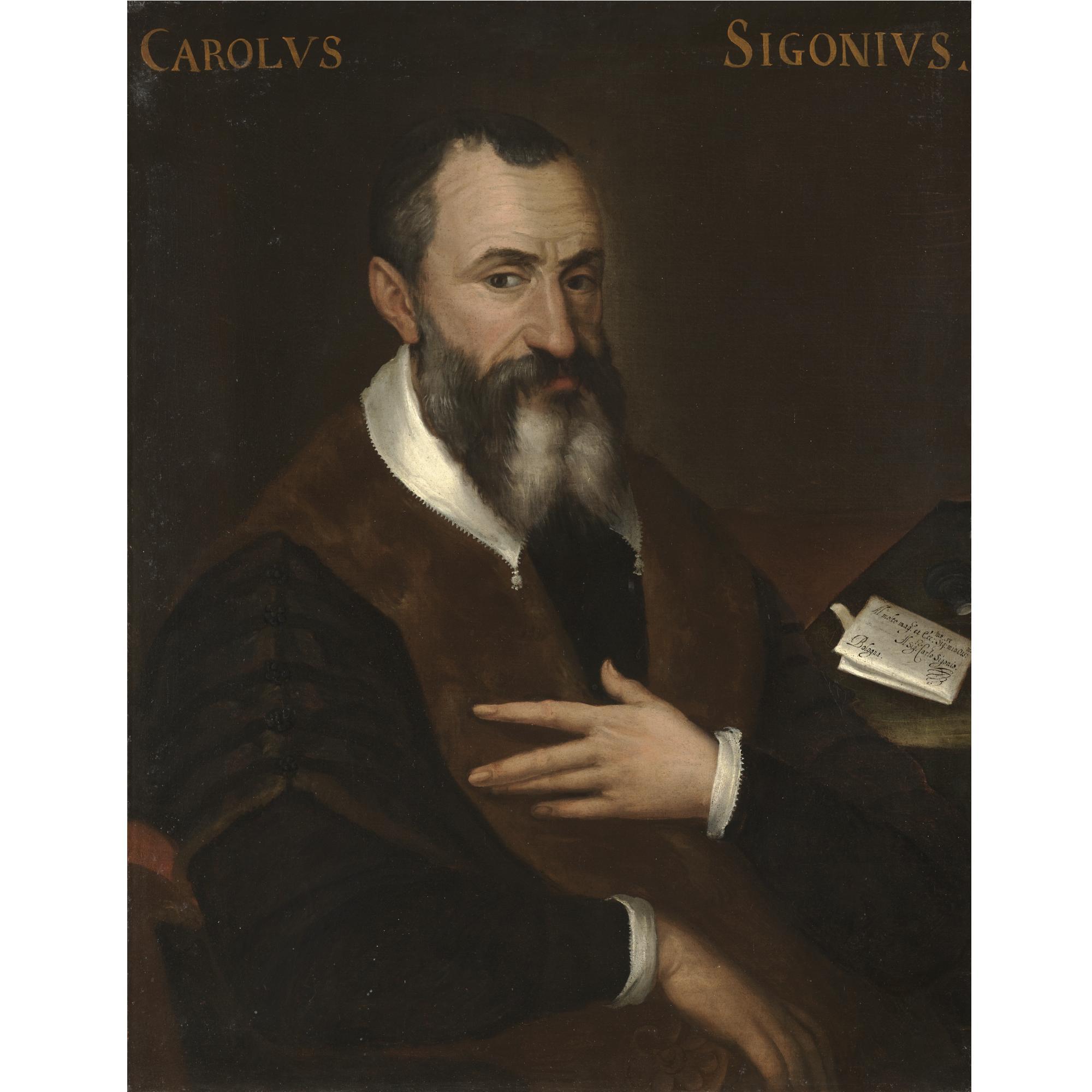 Portrait Of Carlo Sigonio, Half Length, Seated, Wearing A Black And ...