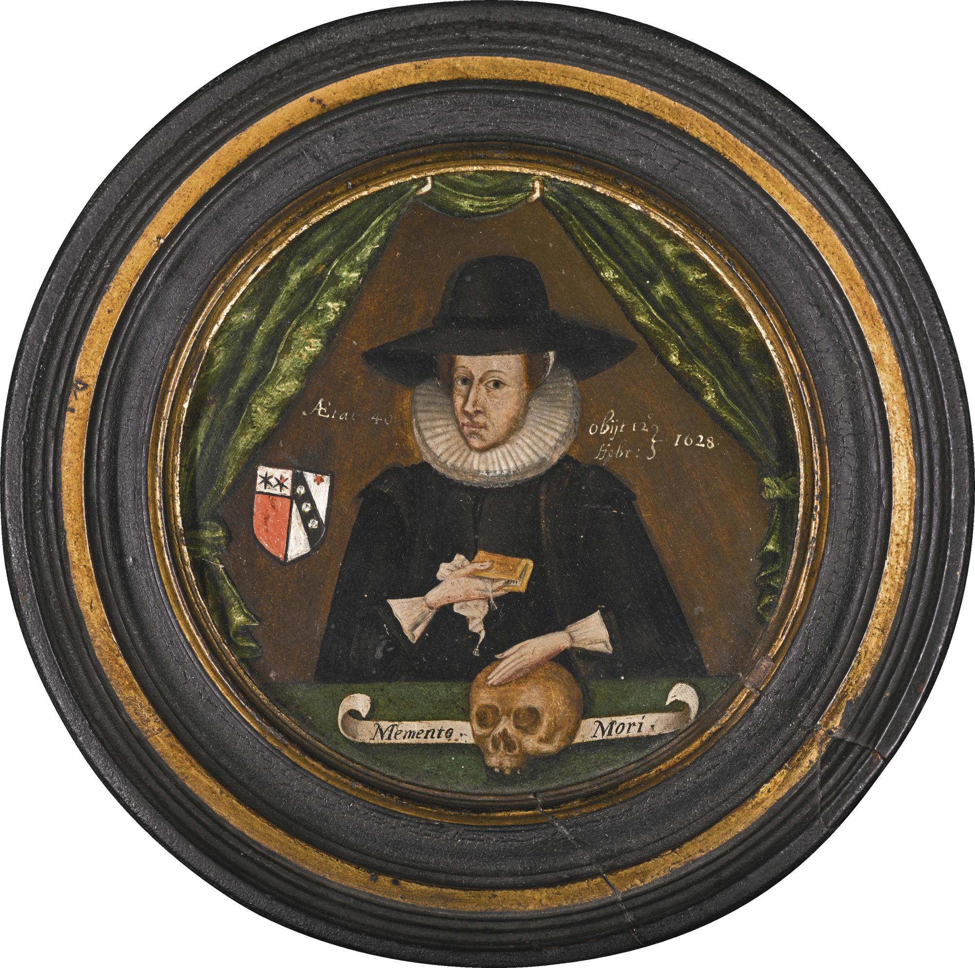 Portrait Of Hugh Prust (D. 1628) Of Gorven, Devon, Half-Length, Holding ...