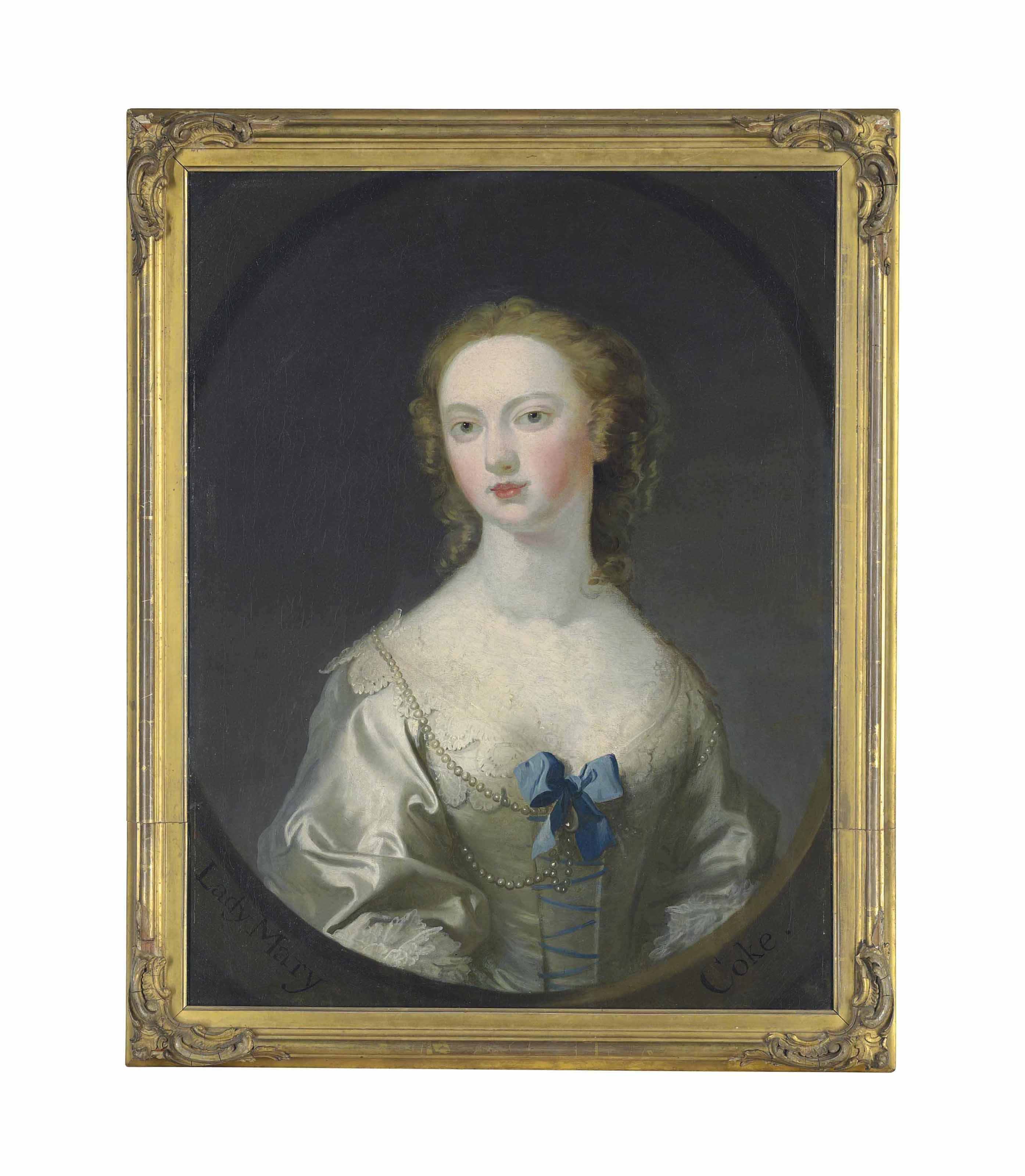 Portrait of Lady Mary Coke, nee Campbell, half-length, in a white silk ...
