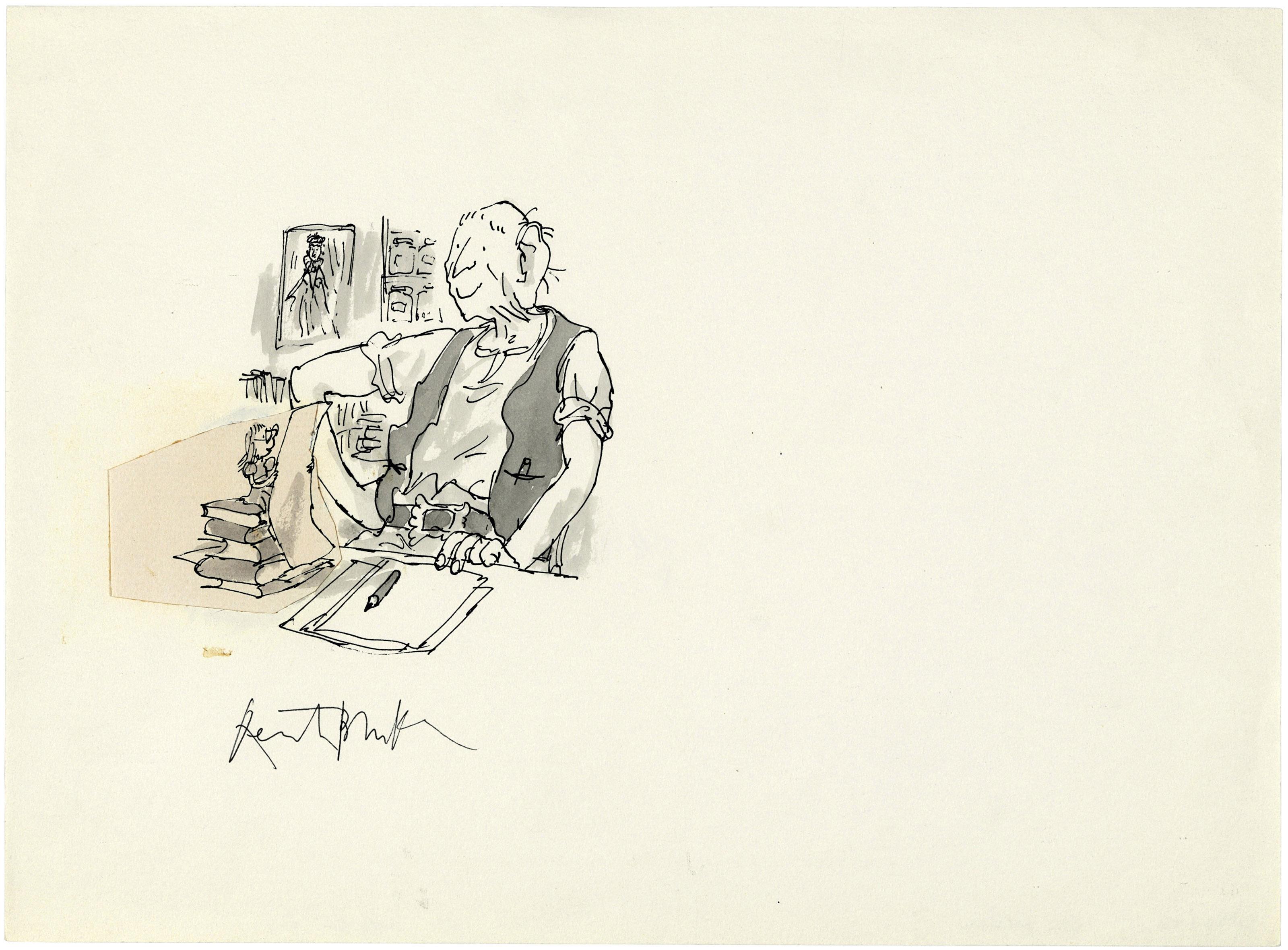 The BFG and Sophie, writing his memoir by Quentin Blake | Art.Salon