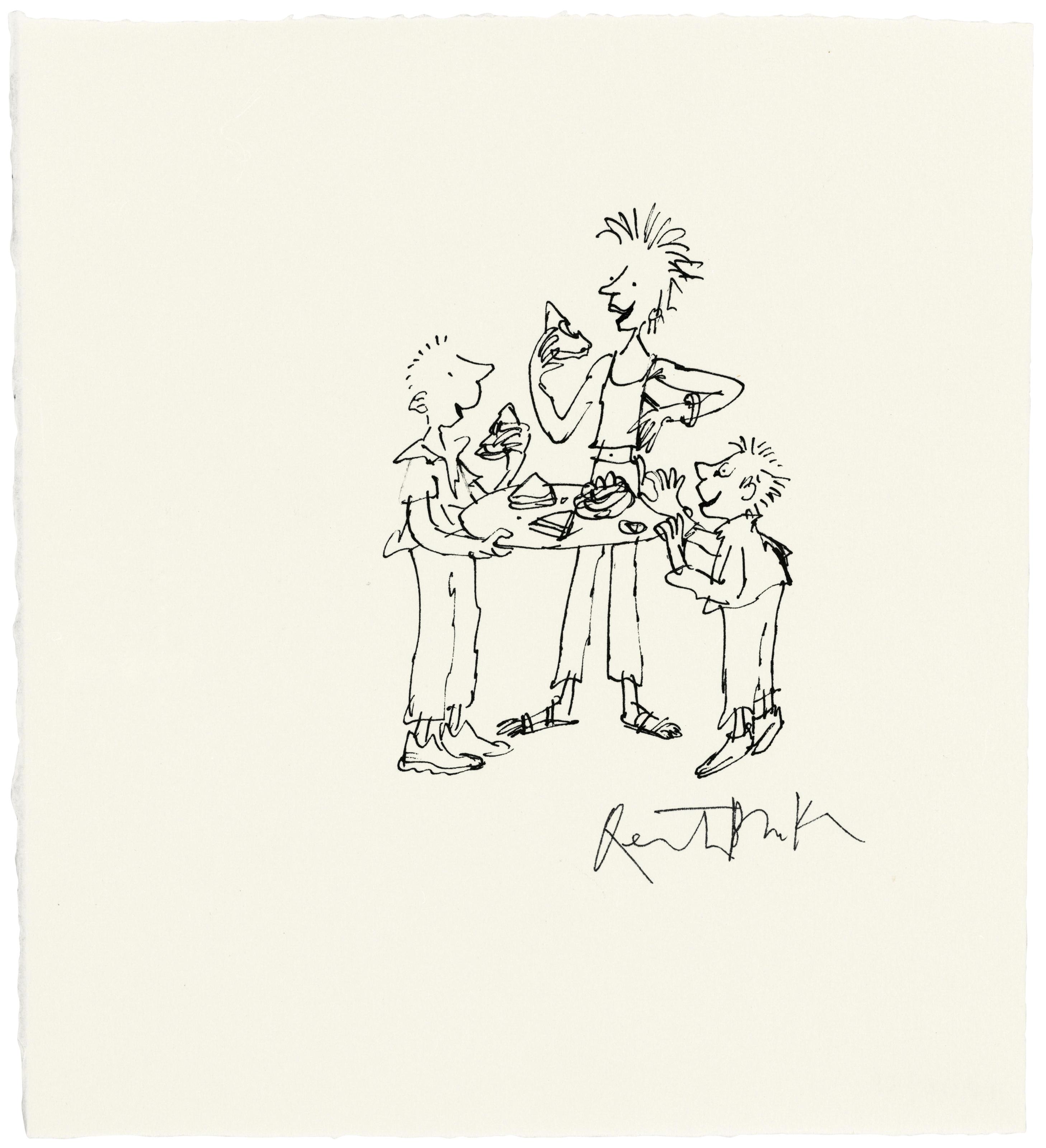 Young people eating cake by Quentin Blake | Art.Salon