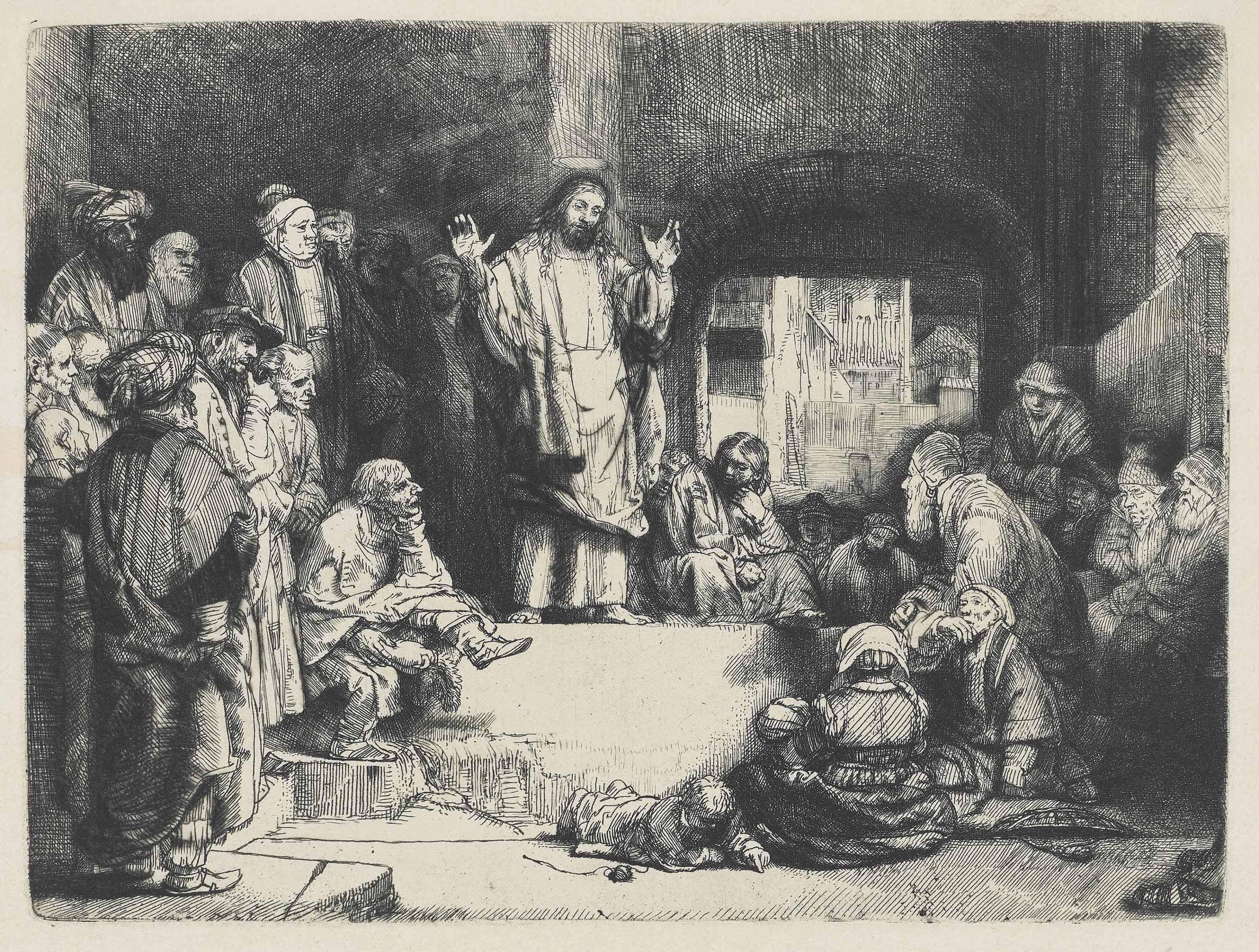 Christ preaching ('La Petite Tombe') by Rembrandt Harmensz. van Rijn ...