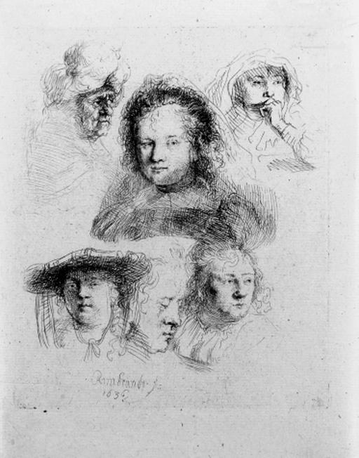 Studies of the Head of Saskia and others by Rembrandt Harmensz. van ...