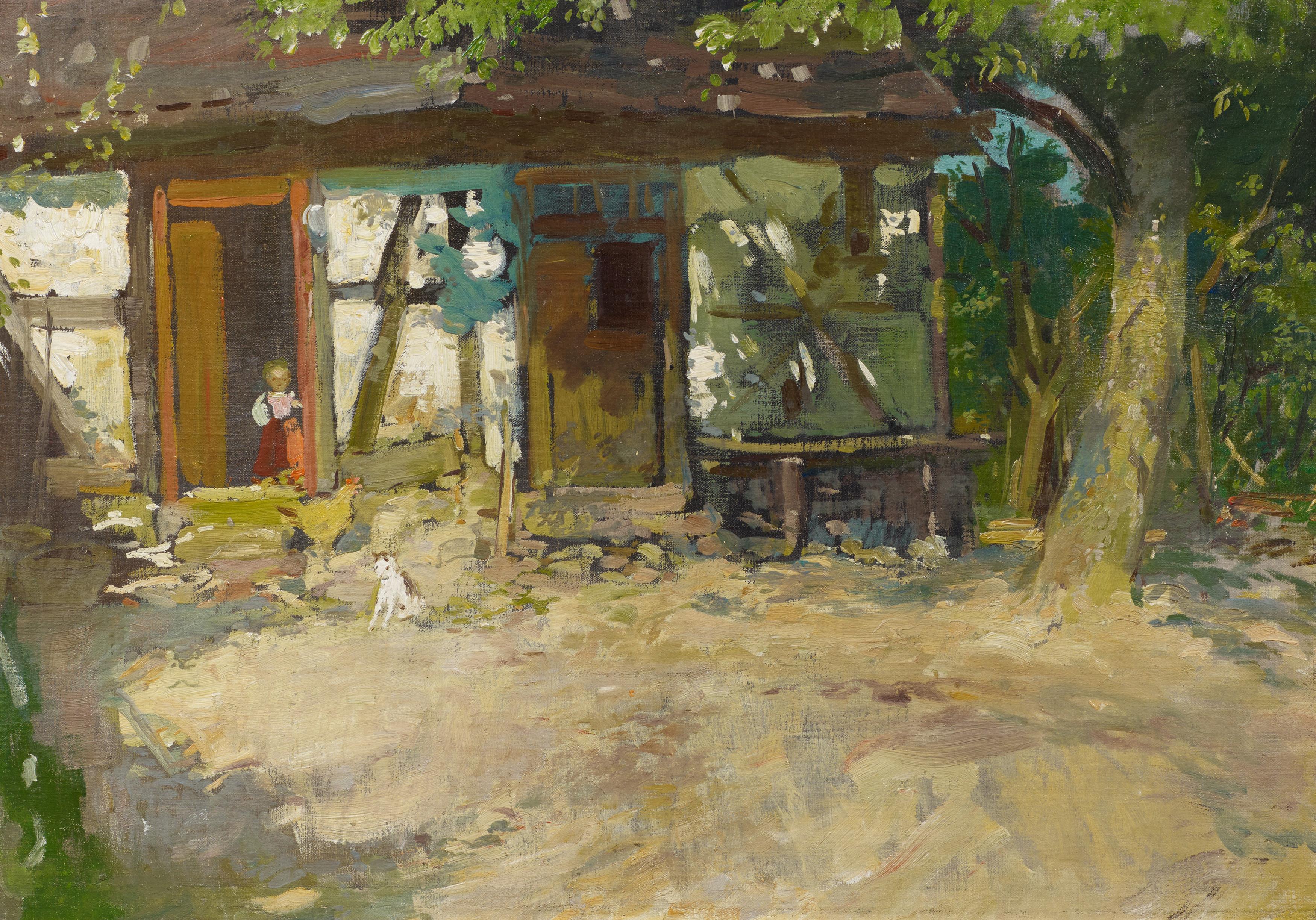 Bauernhaus mit Katze. by Robert Hermann Sterl | Art.Salon