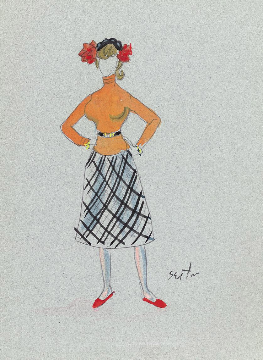 Costume design for Katherine Hepburn as Coco Chanel in 'Coco', 1969 by ...