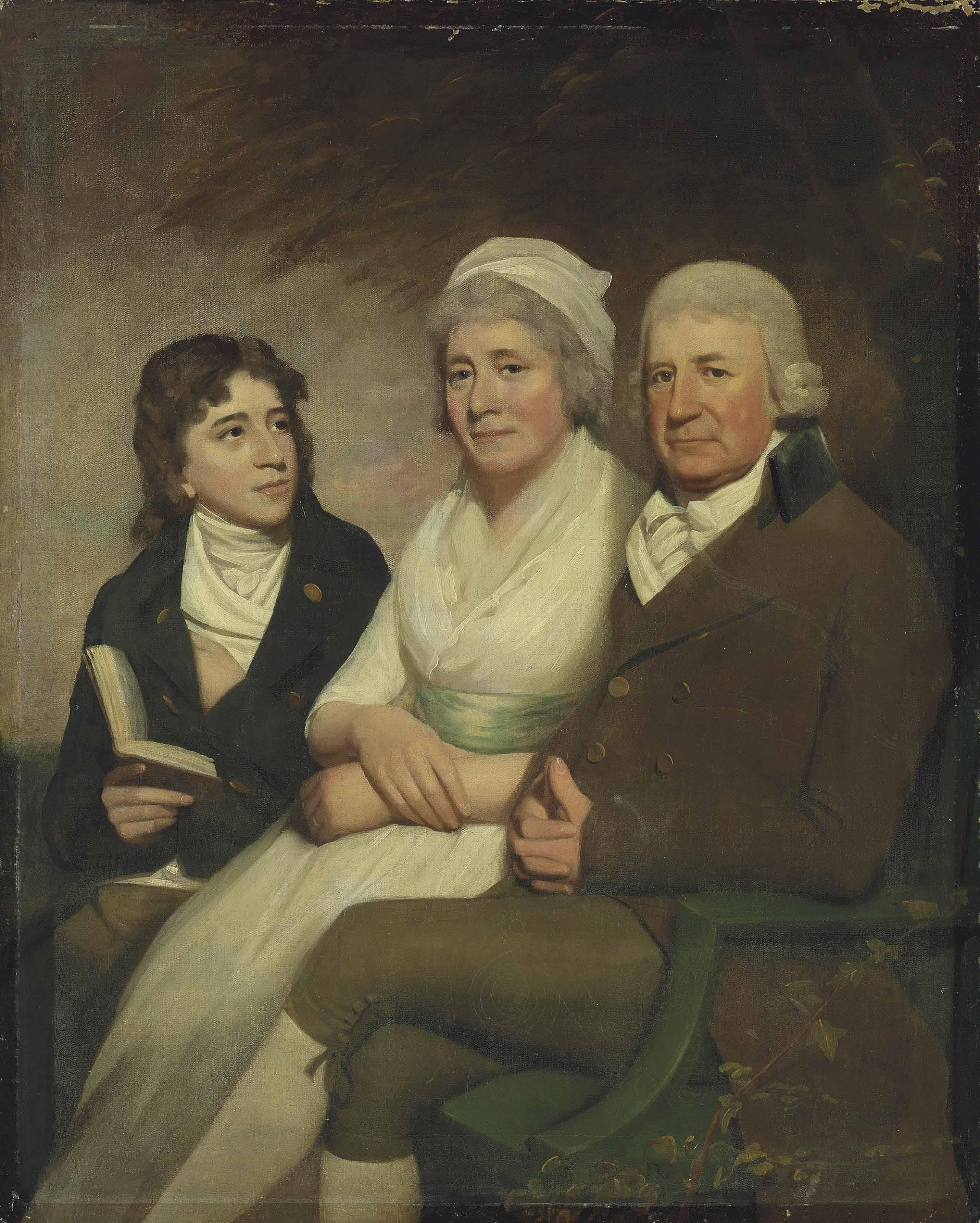 A Group Portrait Of James Harrower Of Inzievar With His Wife And Son ...