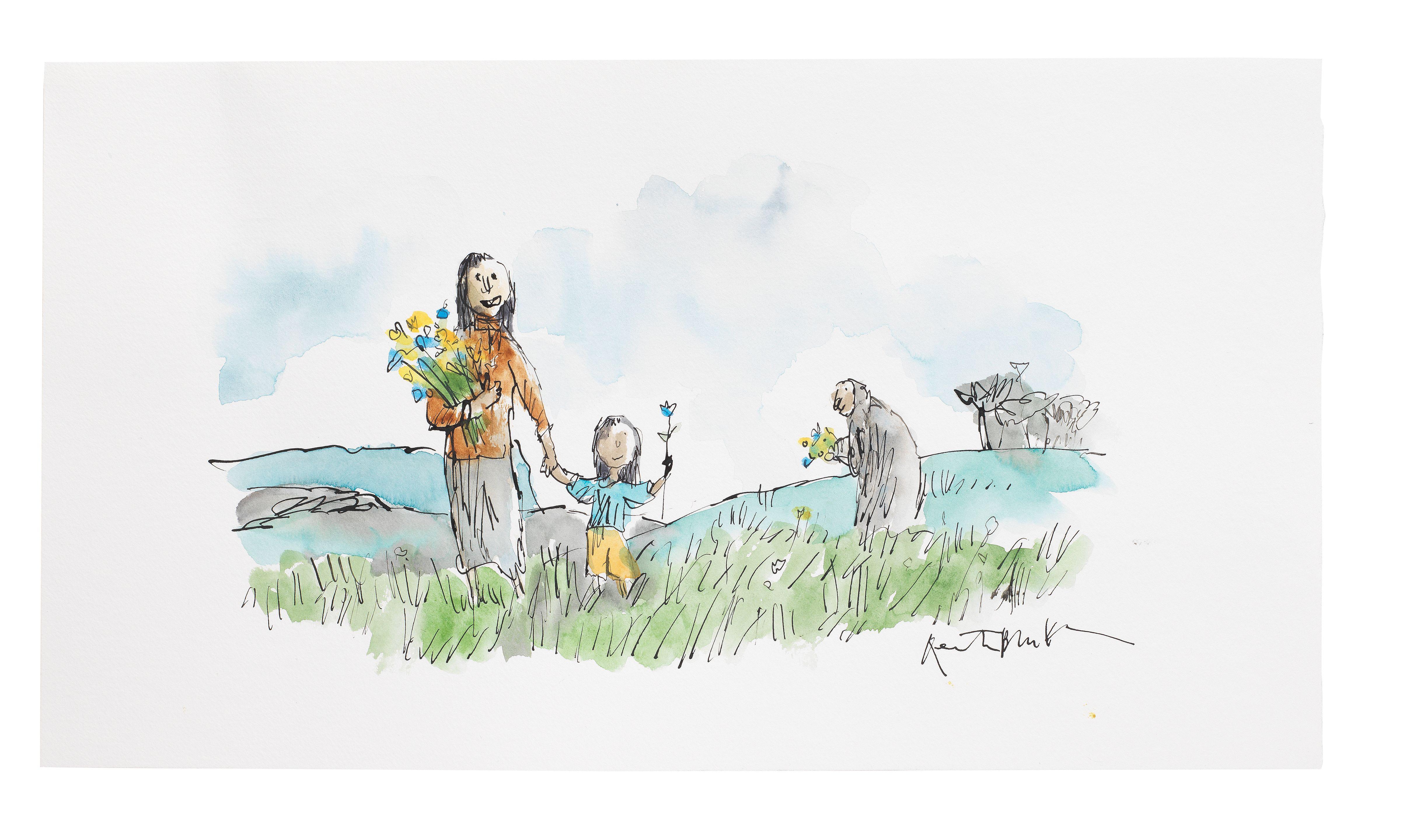 Gathering Wild Flowers (unframed) by Sir Quentin Blake | Art.Salon