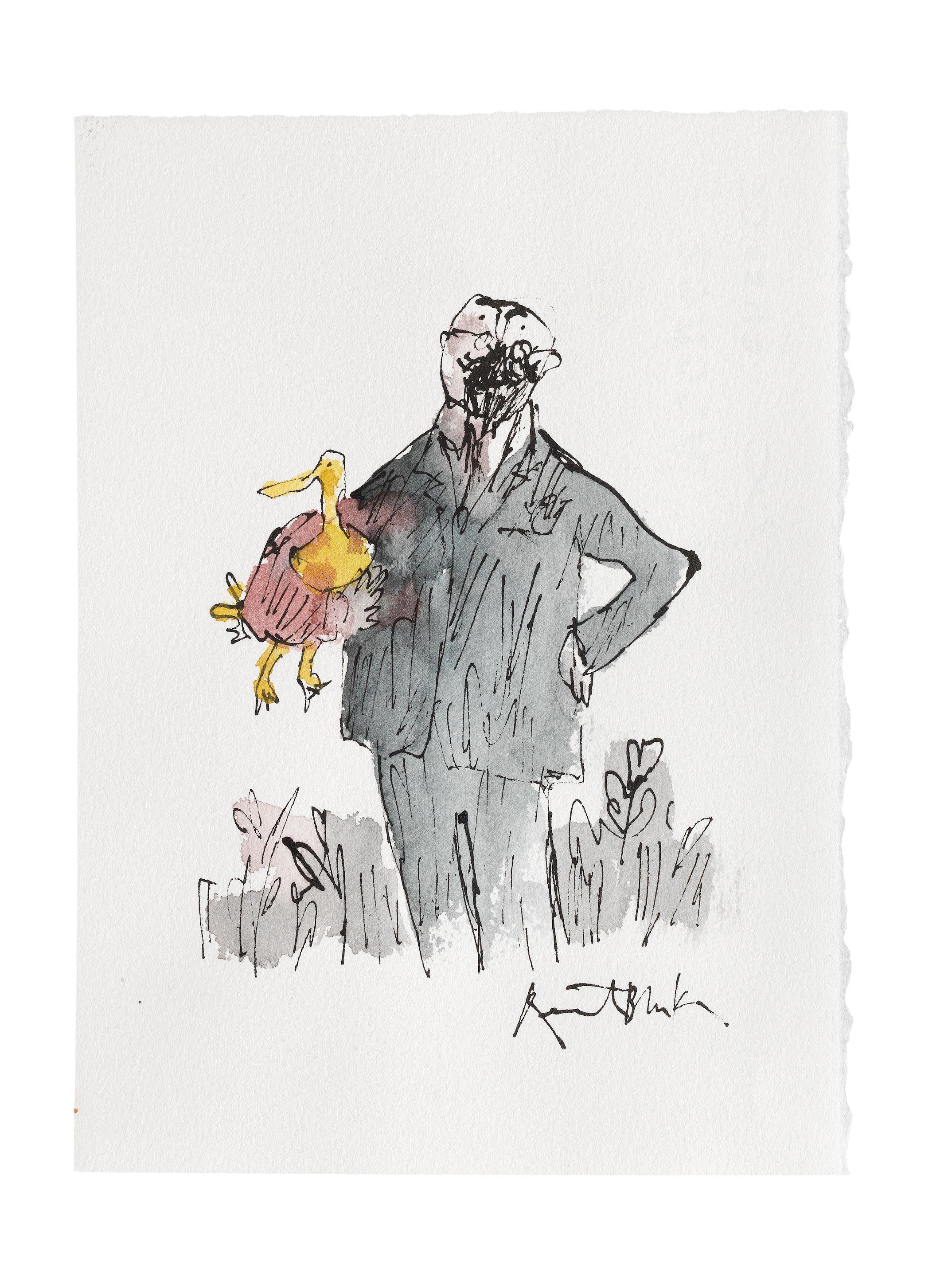 Man and Duck (unframed) by Sir Quentin Blake | Art.Salon