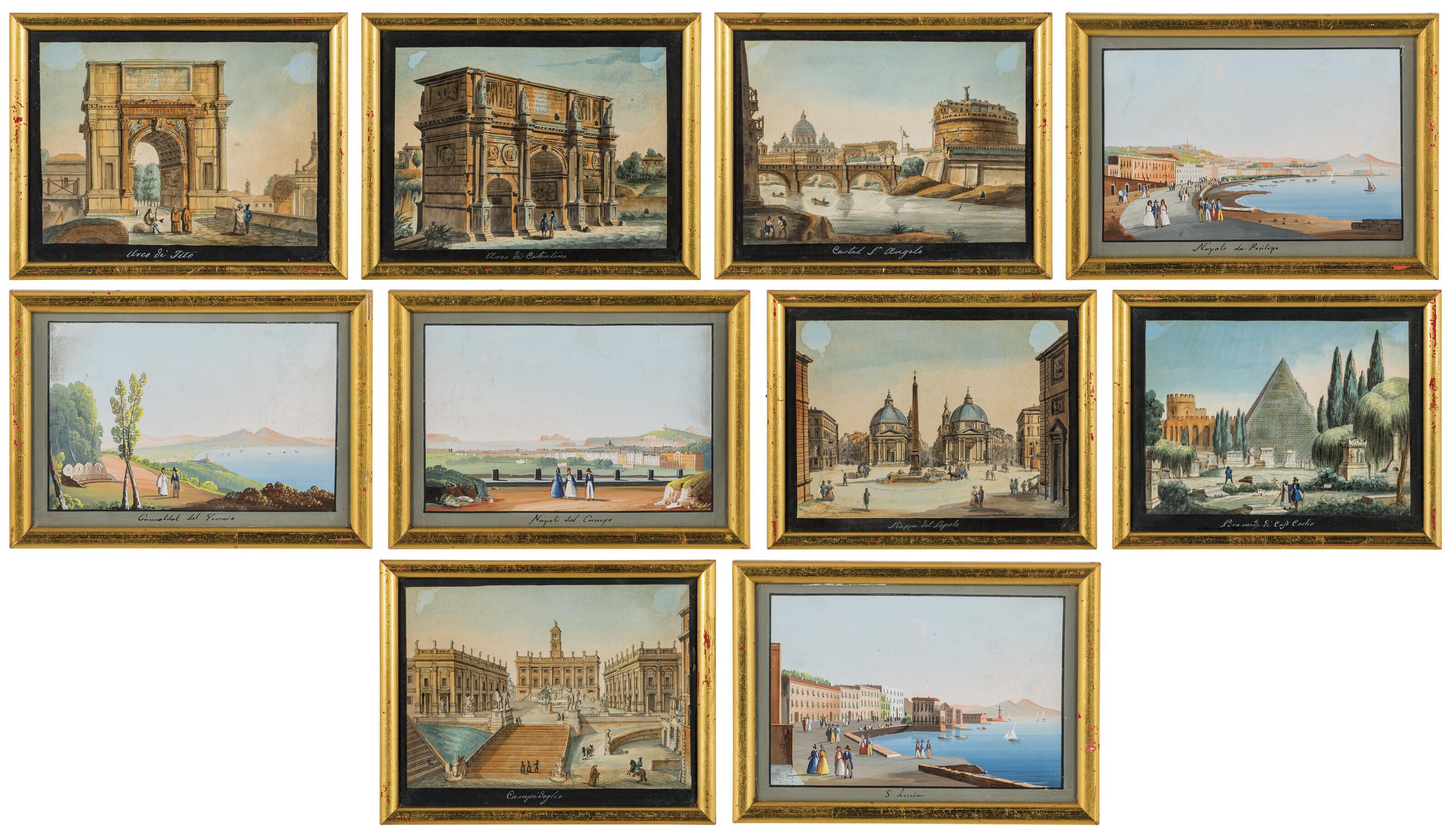 Six views of Rome, including Castel Sant' Angelo, the Arch of ...