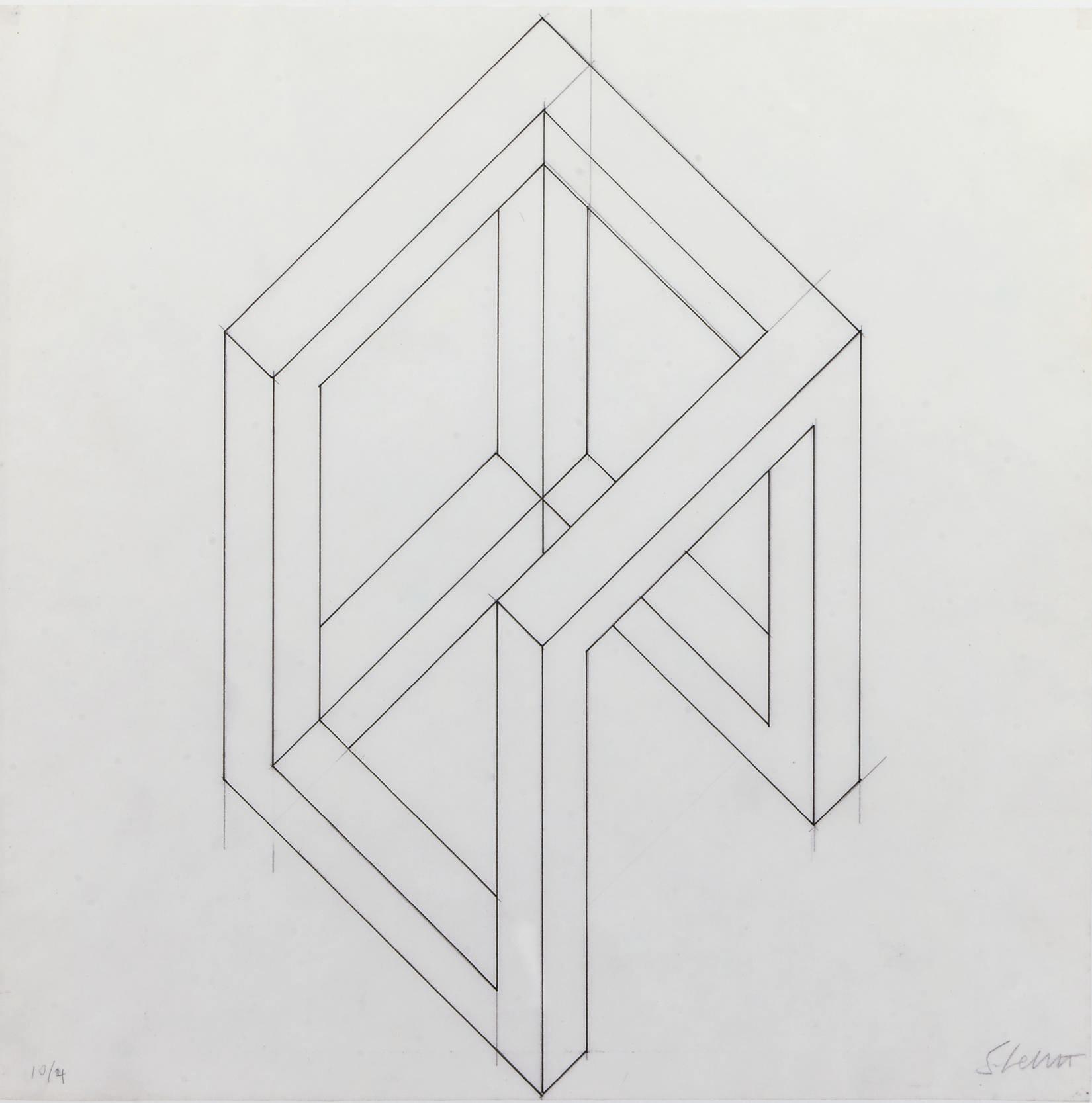 Incomplete open cube drawing - Ten & Eleven part variations by Sol Lewitt | Art.Salon