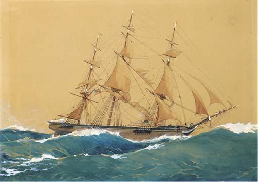 The American clipper ship Invincible running downwind in a gale | Art.Salon
