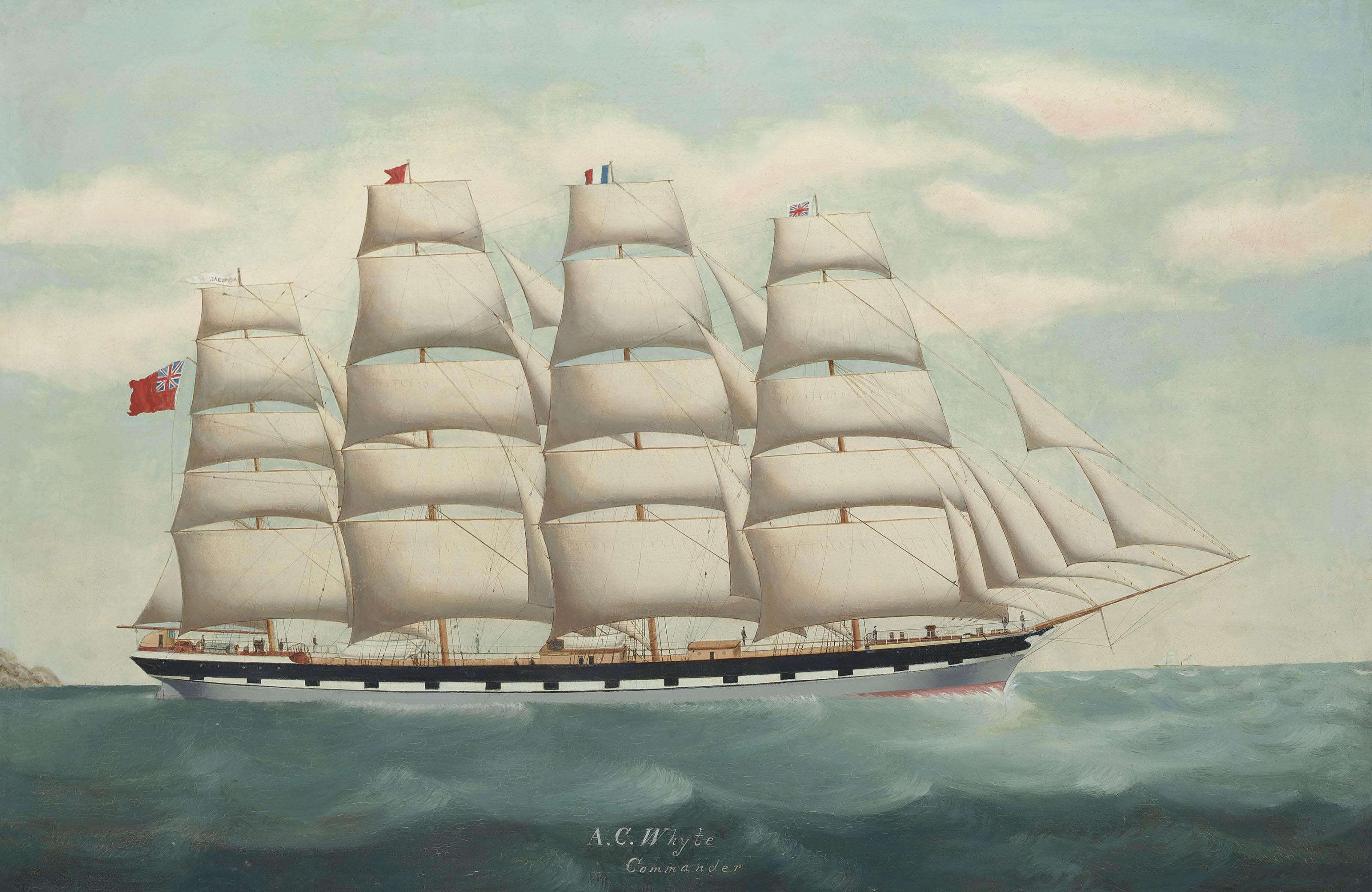 The British four-masted iron ship Romsdal outward-bound | Art.Salon