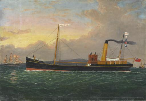 The Sarah Brough in two positions passing a clipper ship | Art.Salon