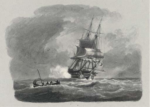 A Third Rate testing her guns (illustrated); and A dismasted frigate in ...