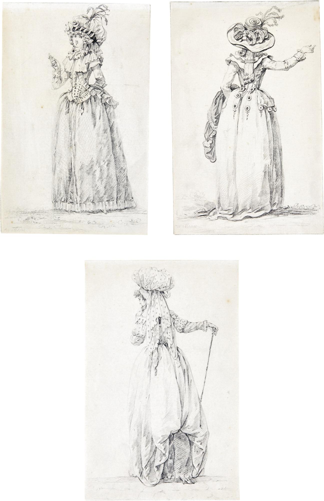 Three Drawings Of Elegant Female Figures | Art.Salon