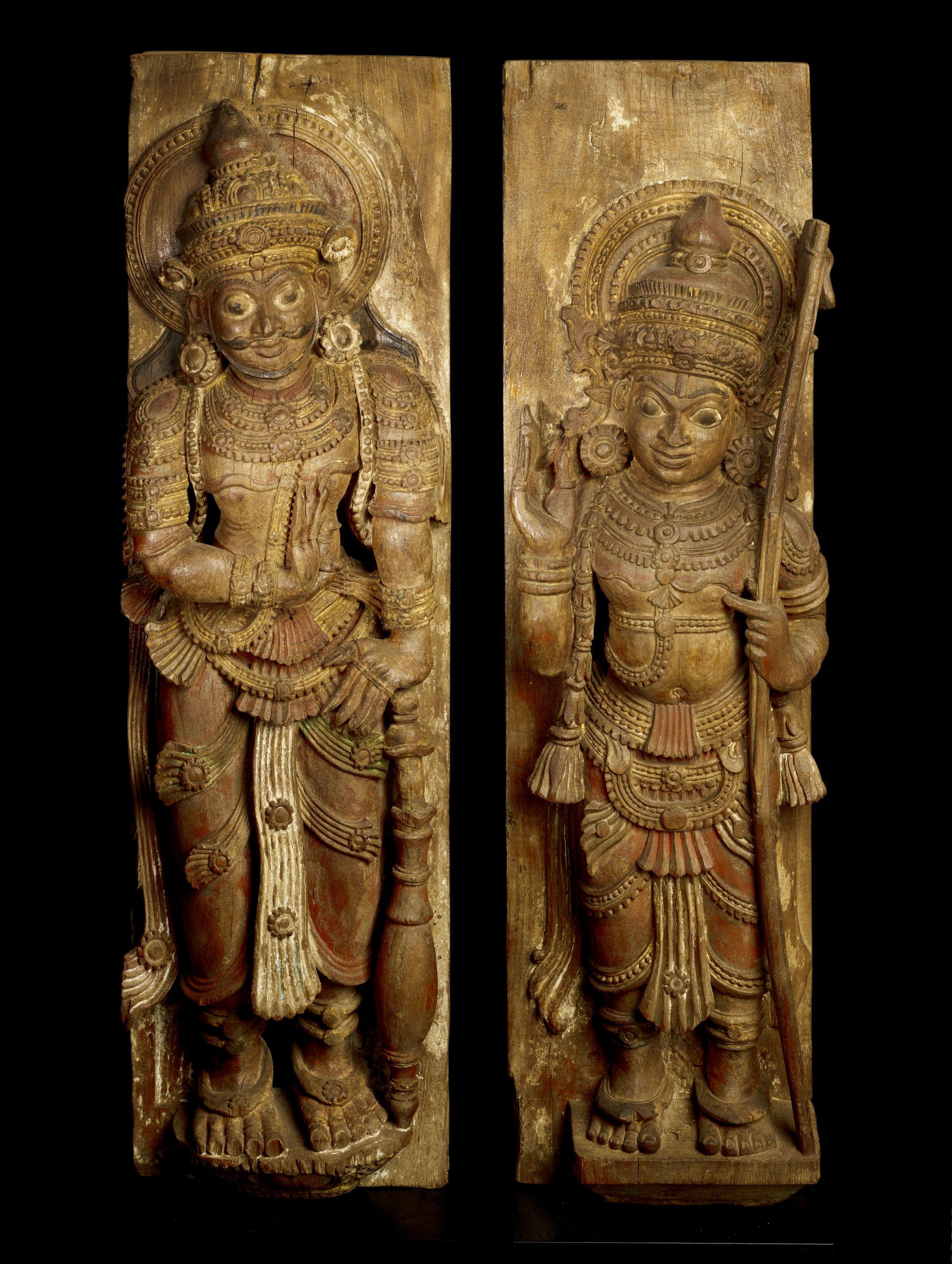 Two Wood Relief Panels Of Heroes From The Ramayana | Art.Salon