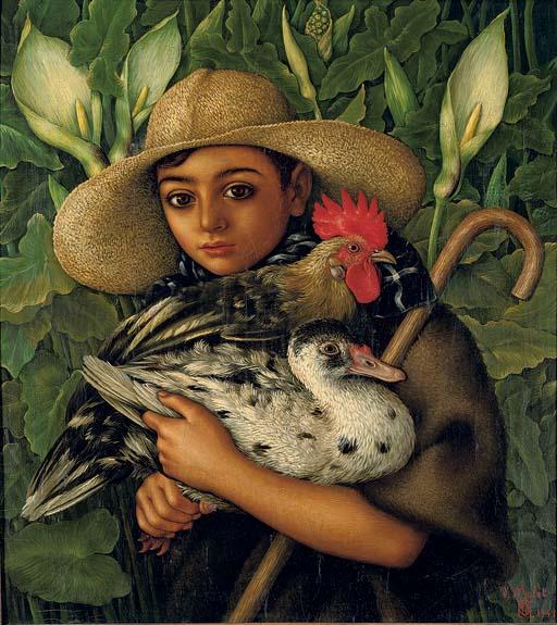 Retrato de niño con aves (Boy with poultry) by Vicente Mulet Claver ...