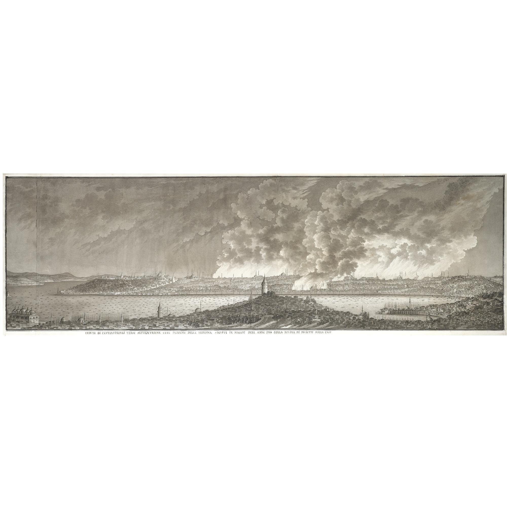 View Of Constantinople With The Fire Of 1755 | Art.Salon