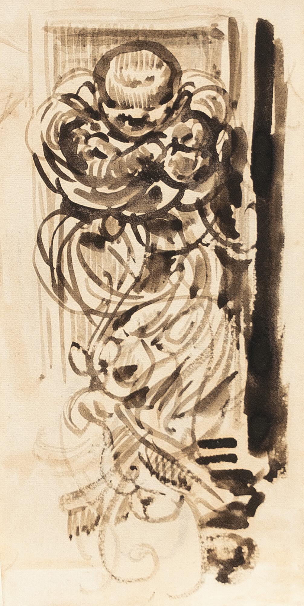 Aus der Tür tretende Figur. Verso: Sitzende Frau by Wilhelm Busch | Art ...