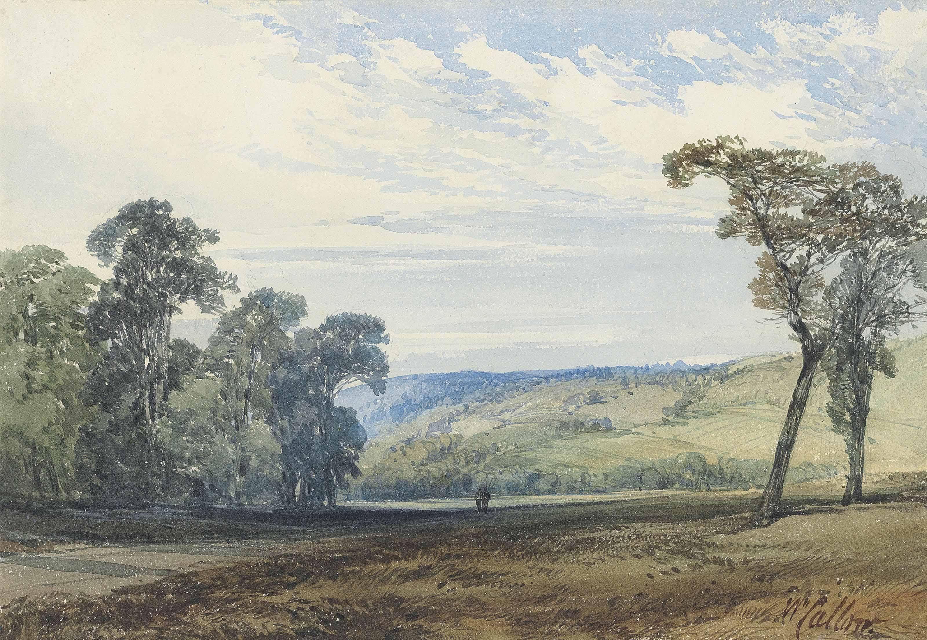 Figures In An Extensive River Landscape by William Callow, R.W.S. | Art ...