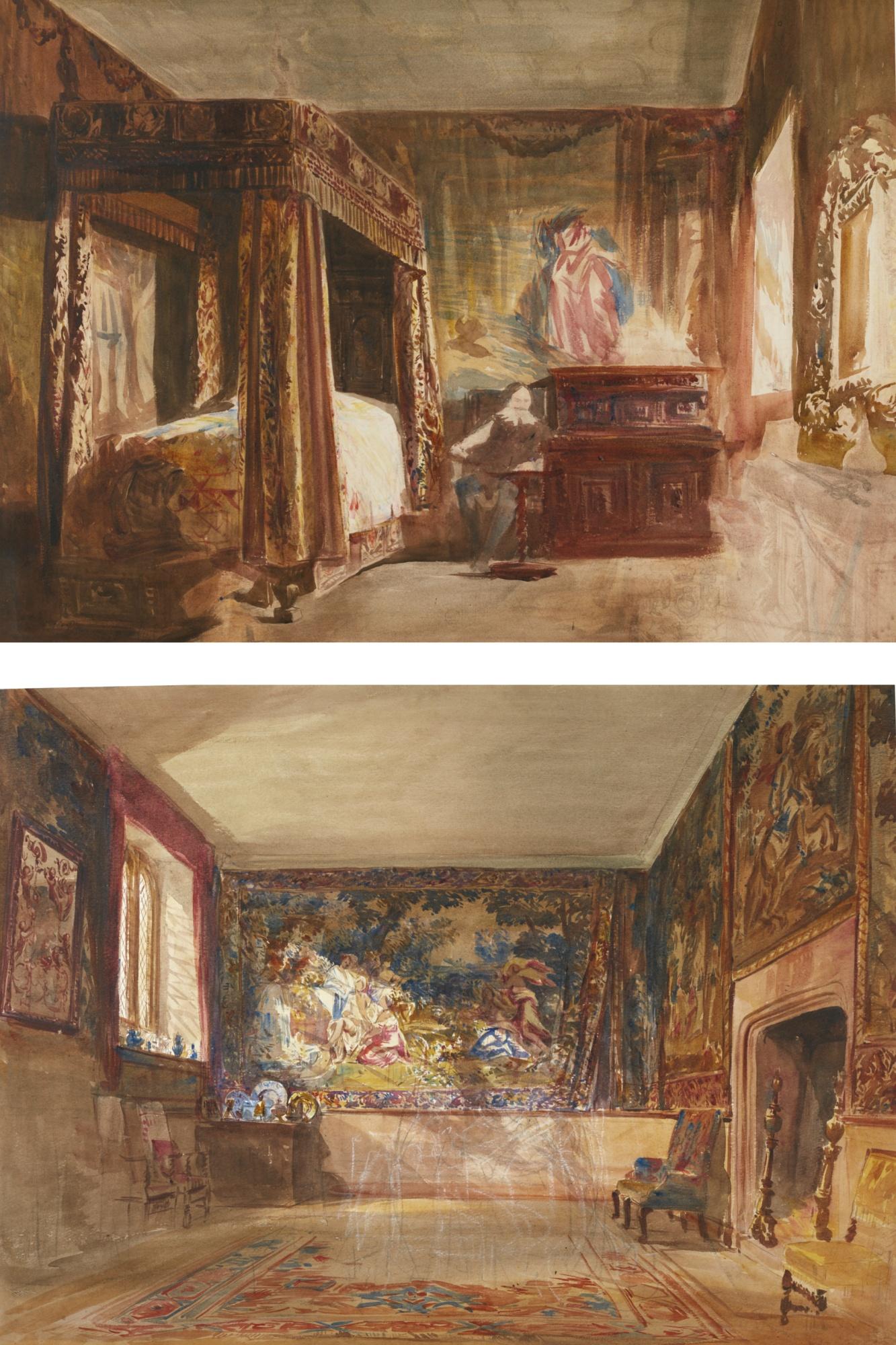 Two Views Of The Interior Of Cotehele House, Cornwall by William James ...