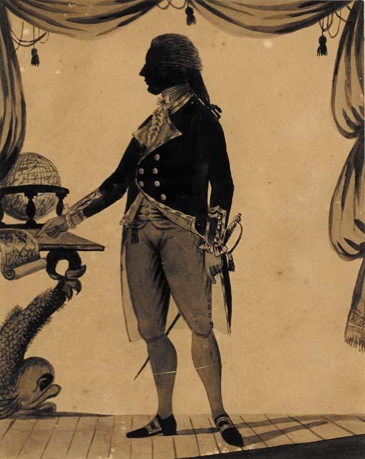 Silhouette of Captain Pellew, later Viscount Exmouth, in naval uniform ...